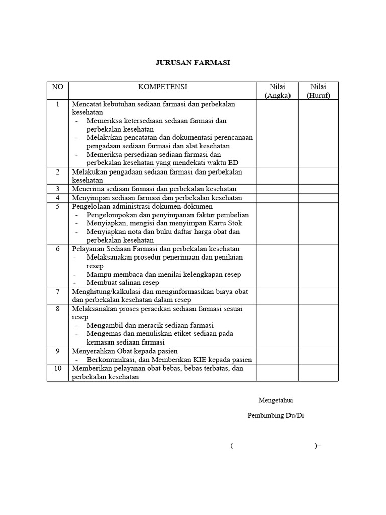Form Penilaian Farmasi Teknis | PDF