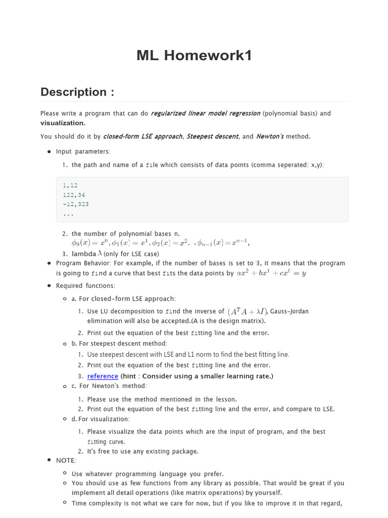 2023 Spring ML HW01 | PDF