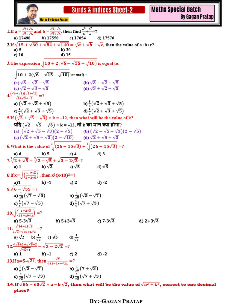 Surds and Indices-2 | PDF | Real Analysis | Mathematical Notation