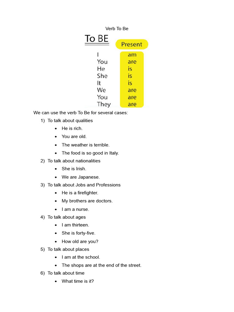 Understanding the Verb "To Be" | PDF | Language Arts & Discipline