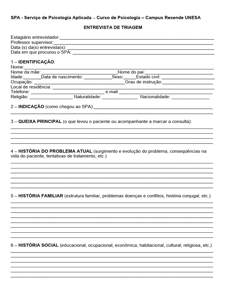 Roteiro Triagem | PDF | Medicina Clínica | Especialidades médicas