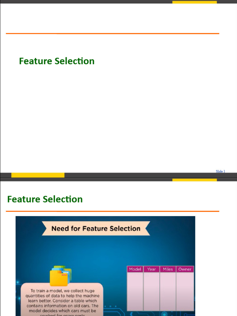 Feature Selection: Slide 1 | PDF | Learning | Systems Science