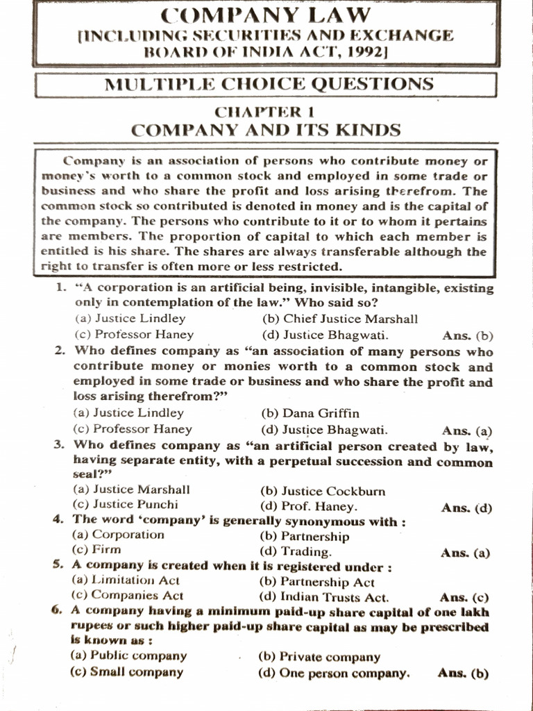 Company Law Part 1 | PDF