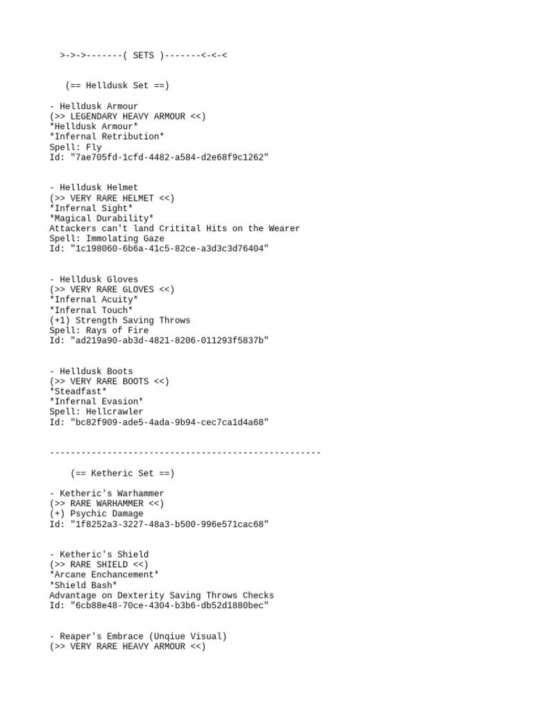 Unique Equipment Items List For Baldurs Gate 3 | PDF | Armour | Melee ...