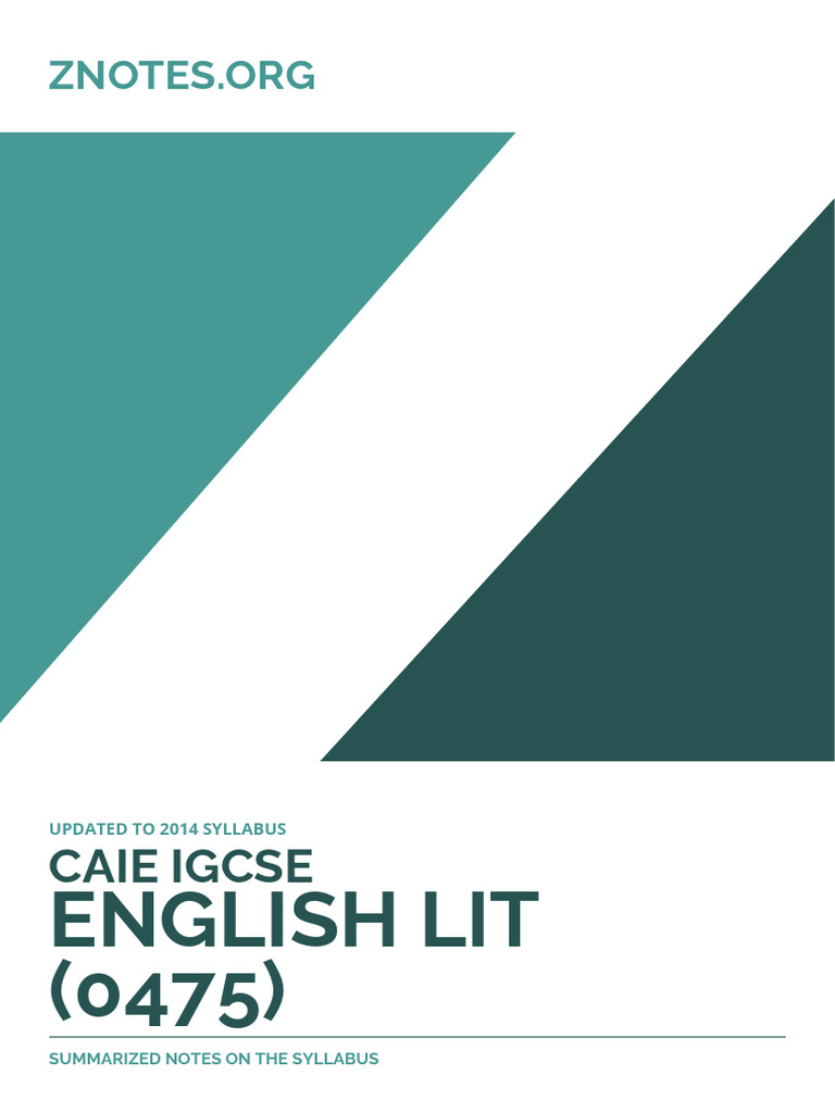 IGCSE English Literature 0475 Syllabus Guide | PDF | Poetry | Rhyme