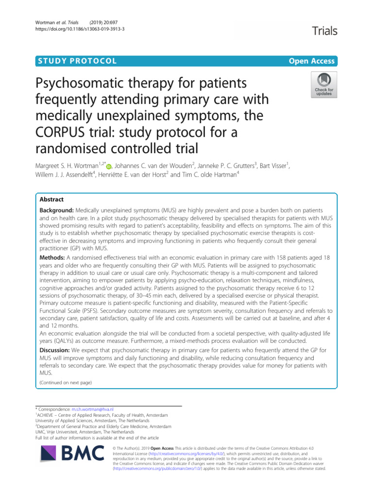 Psychosomatic Therapy For Patients Frecuently Attending Primary Care | PDF