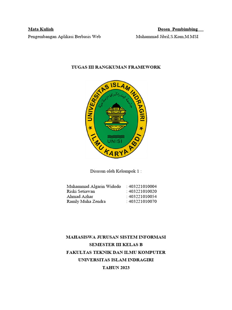 Tugas Rangkuman Framework | PDF