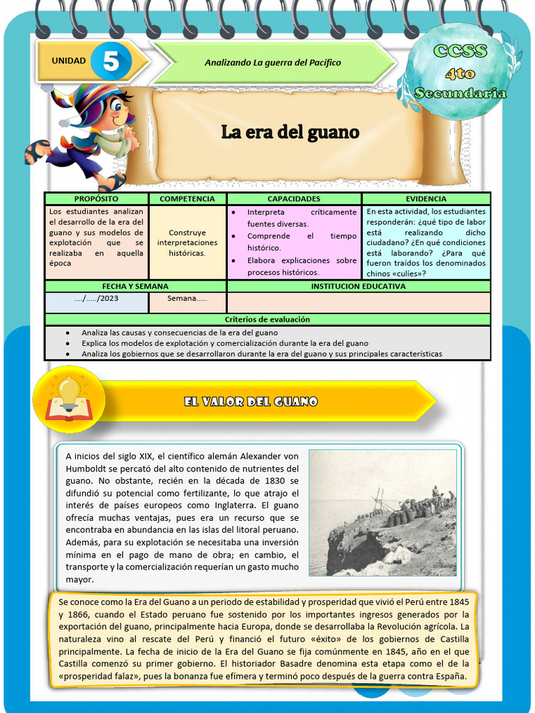 Ficha de Actividad CCSS 4°-Semana 2 Uni 5 | PDF