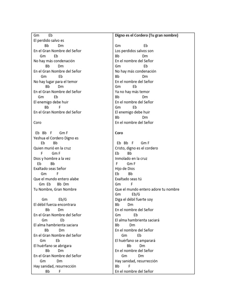 Acordes Tu Gran Nombre | PDF | Religiones abrahámicas | Jesús