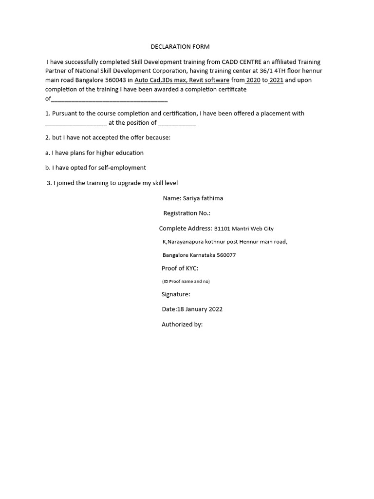 Declaration Form | PDF