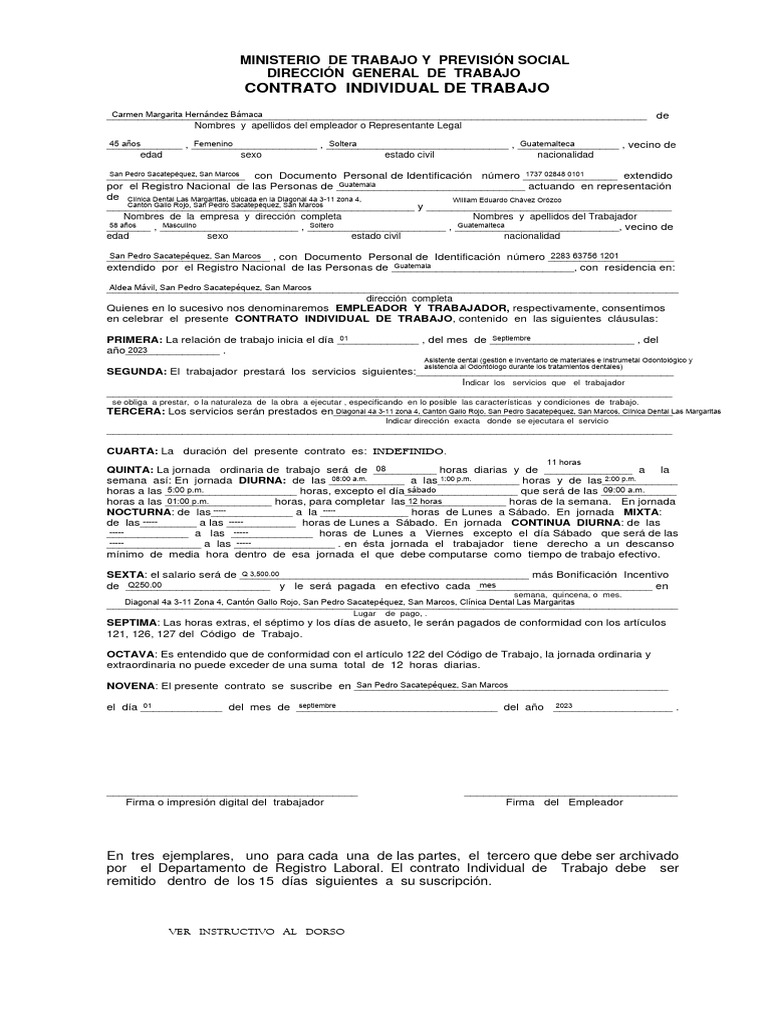 Modelo Contrato de Trabajo DPI-2 | PDF