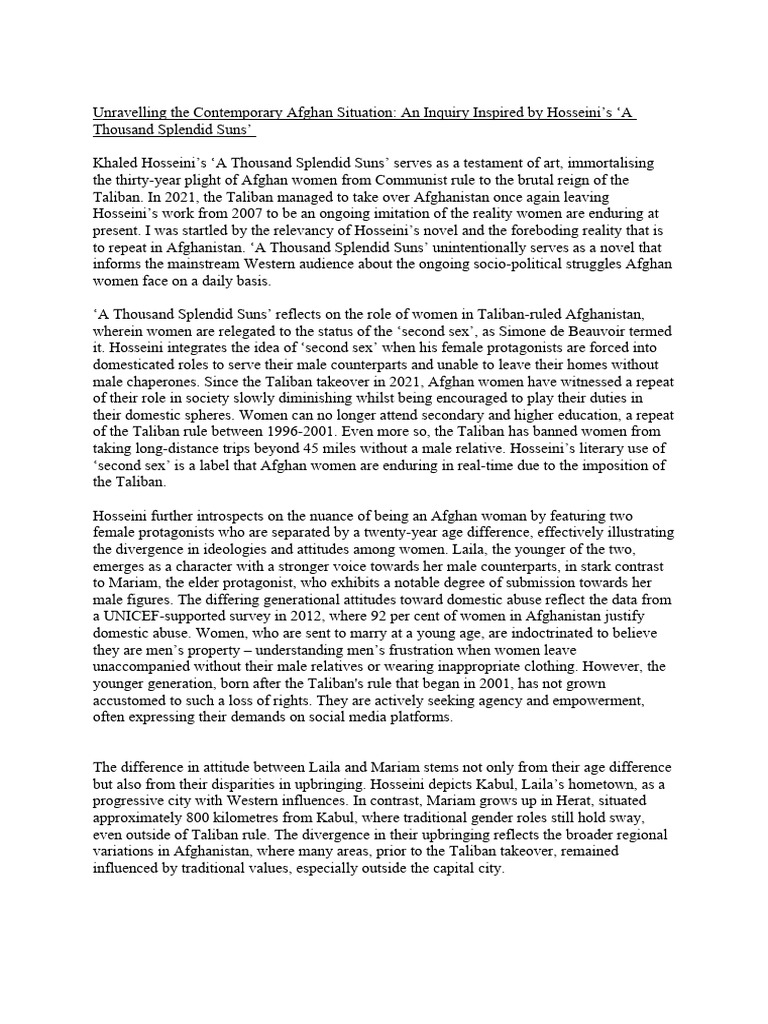 Unravelling The Contemporary Afghan Situation Using A Thousand Splendid ...