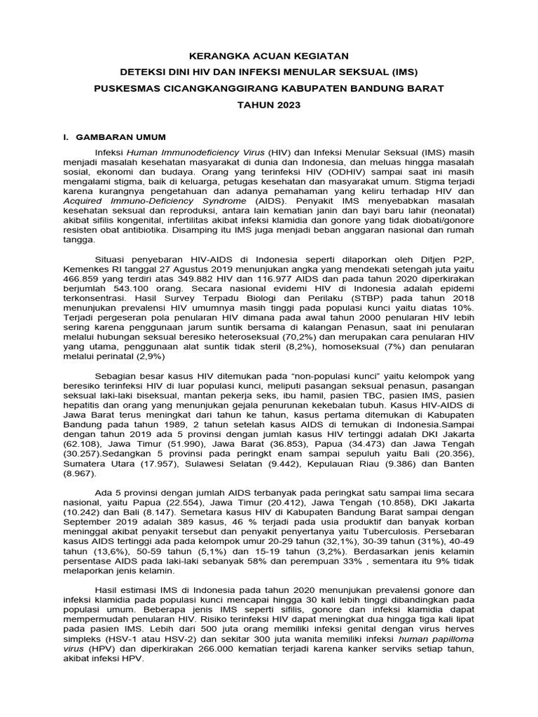 KAK Deteksi Dini HIV Dan IMS | PDF
