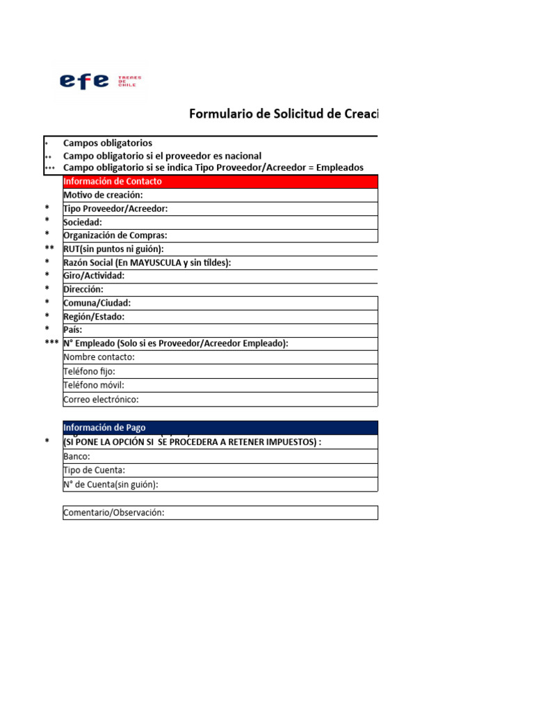 Formulario Solicitud de Creación de Proveedores-Acreed.. | PDF