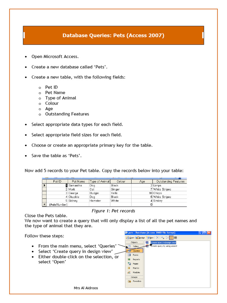 Database Practise Worksheet 1 Gt Pdf