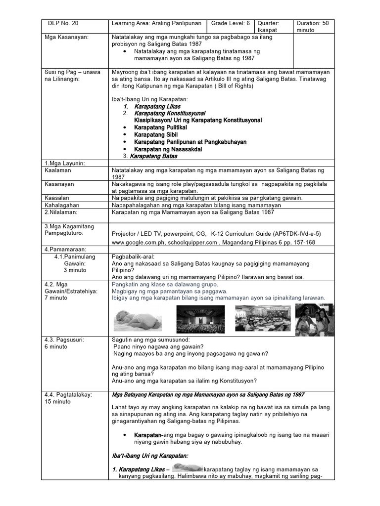 Ap DLP-20 Cot #2 Week 4 4TH Q | PDF
