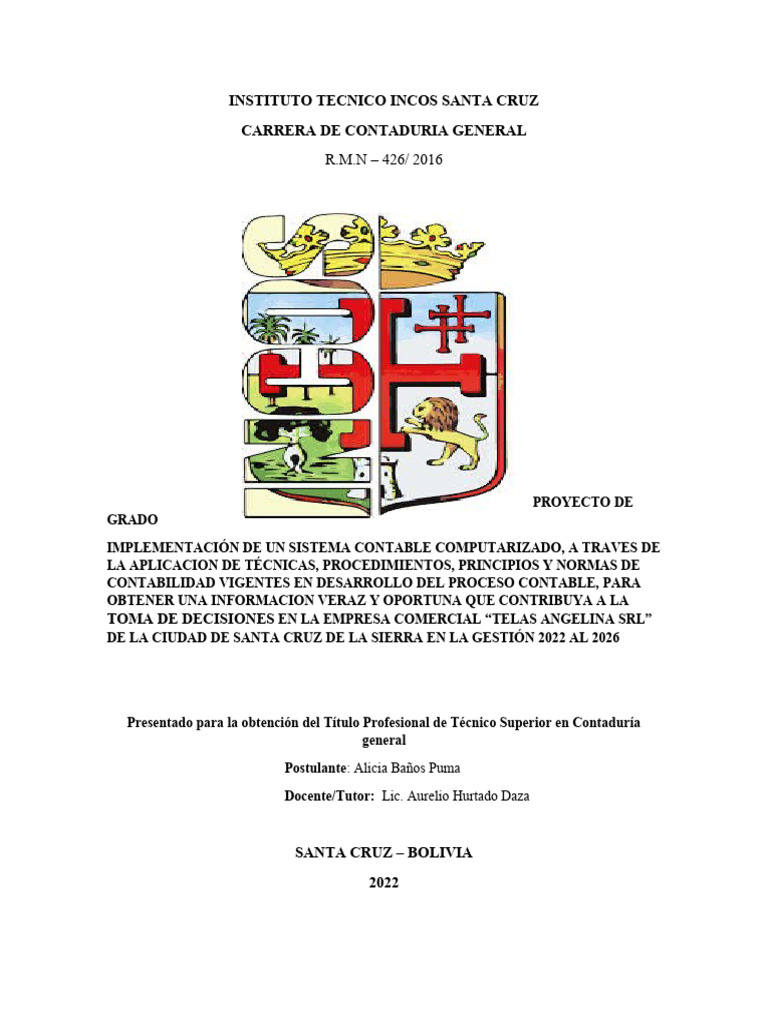 PROYECTO DE GRADO Sistema Contable | PDF | Contabilidad | Business