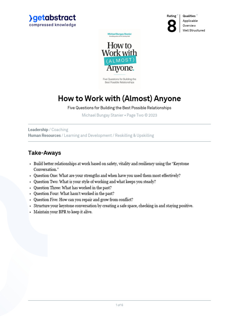 How To Work With Almost Anyone Bungay Stanier en 47518 | PDF