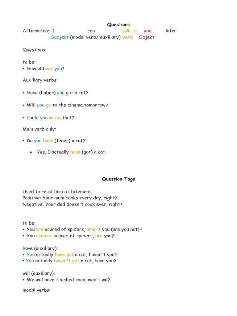 Question Tags | PDF | Language Arts & Discipline