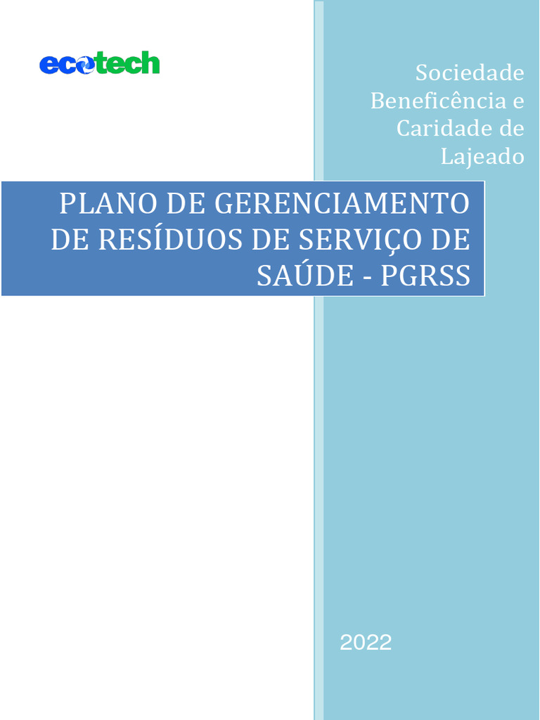 Plano de Gerenciamento de Resíduos de Serviço de Saúde - Pgrss ...