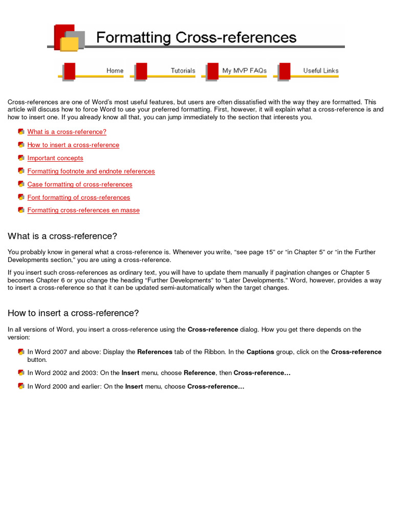 Formatting Cross-References | PDF | Computers
