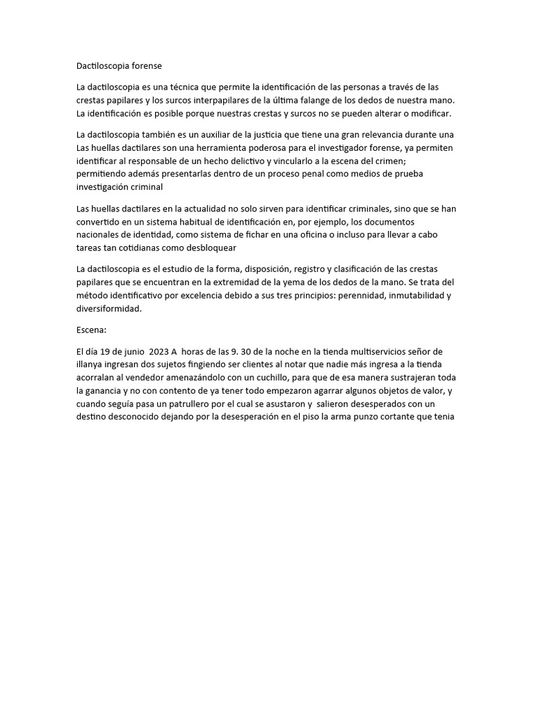 Dactiloscopia forense | PDF