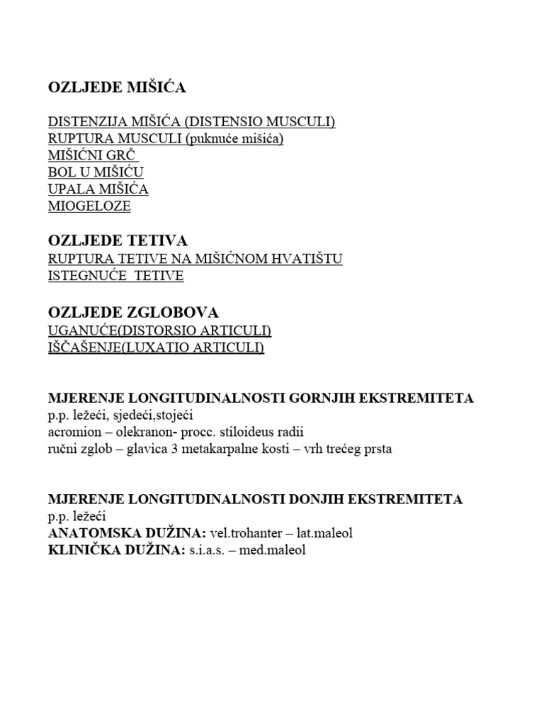 KINEZITERAPIJA - Skraćeno | PDF