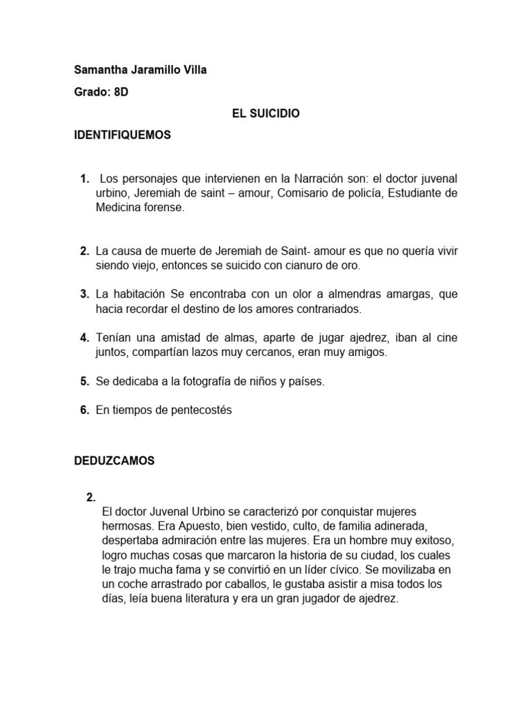 Actividad de Español J Suicidio | PDF | Gabriel García Márquez