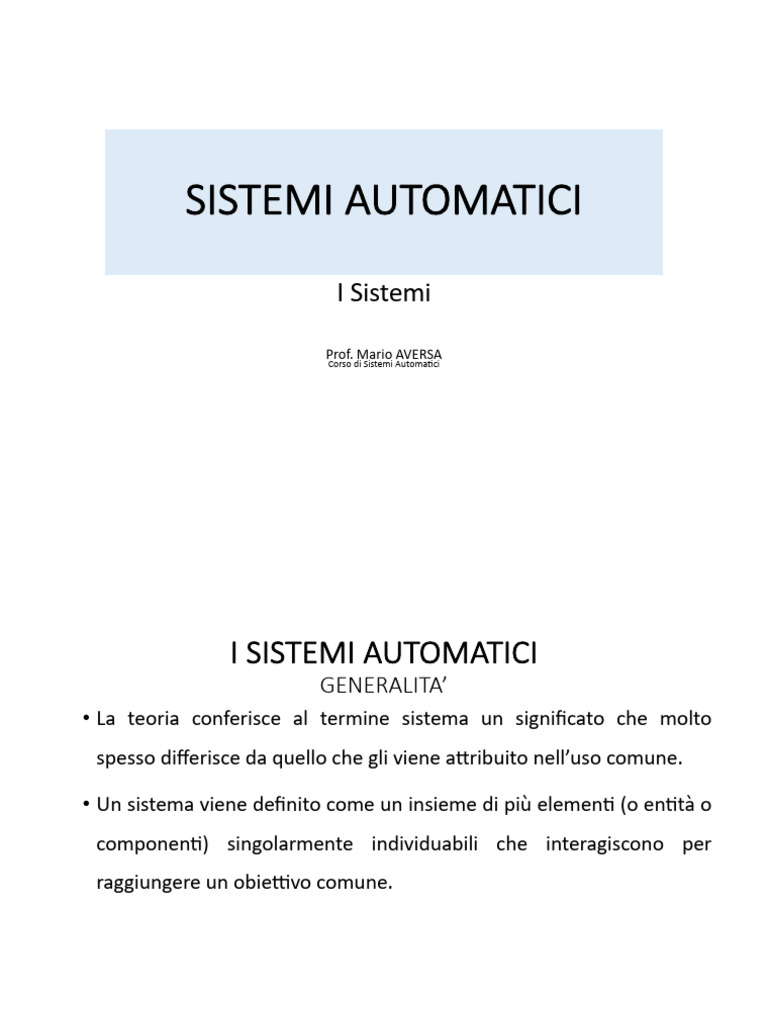 1 Sistemi Automatici - I Sistemi | PDF