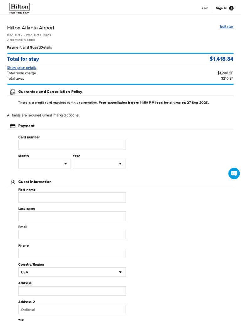 Payment - Hilton Atlanta Airport | PDF | Hilton Worldwide | Privacy