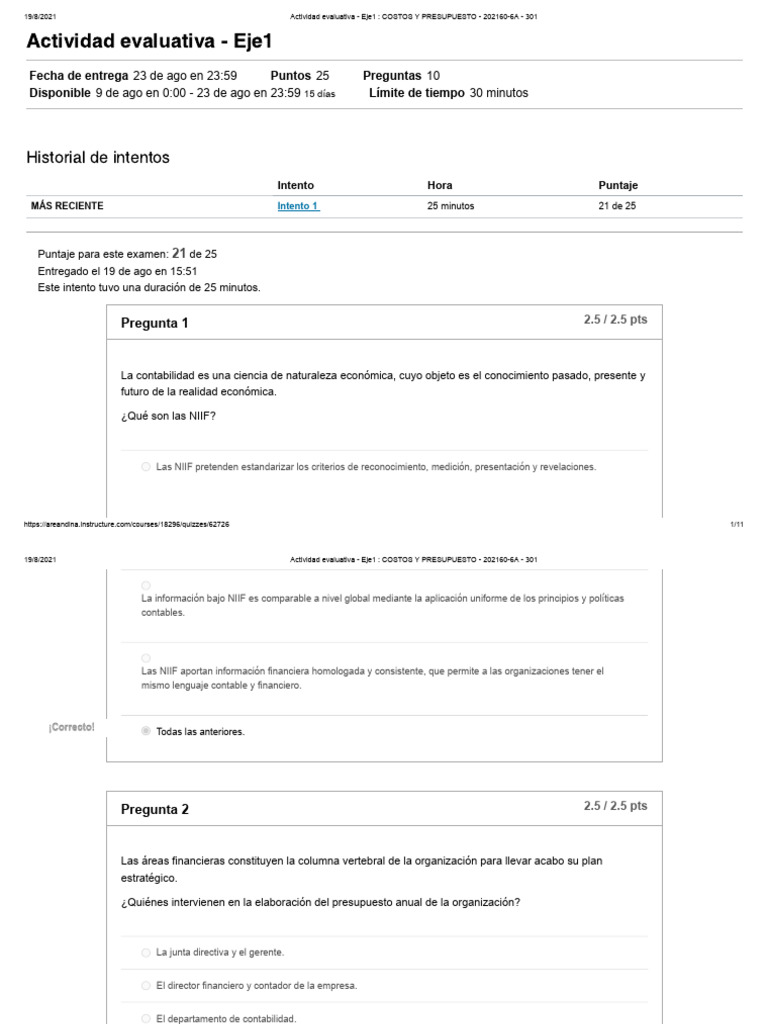 Actividad Evaluativa - Eje1 - COSTOS Y PRESUPUESTO - 202160-6A - 301 | PDF