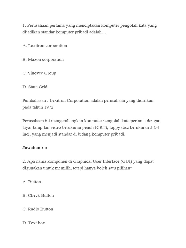 Soal Informatika Kls 7 SMT 1 | PDF