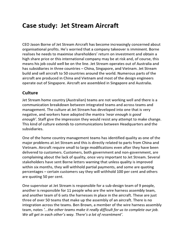 Case Study - Jet Stream Aircraft | PDF