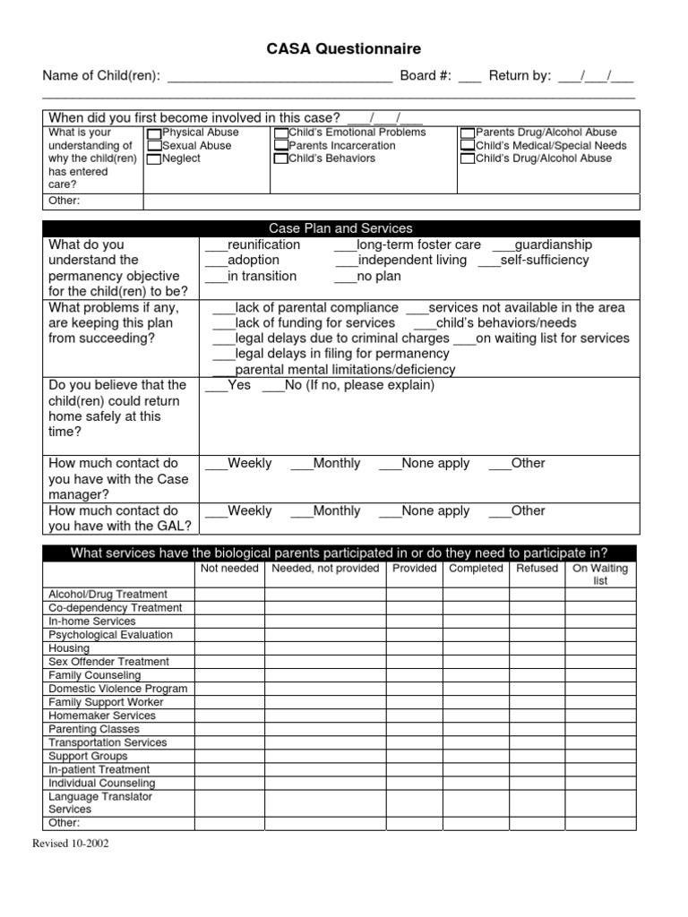 CASA Questionnaire | PDF | Substance Abuse | Alcoholism