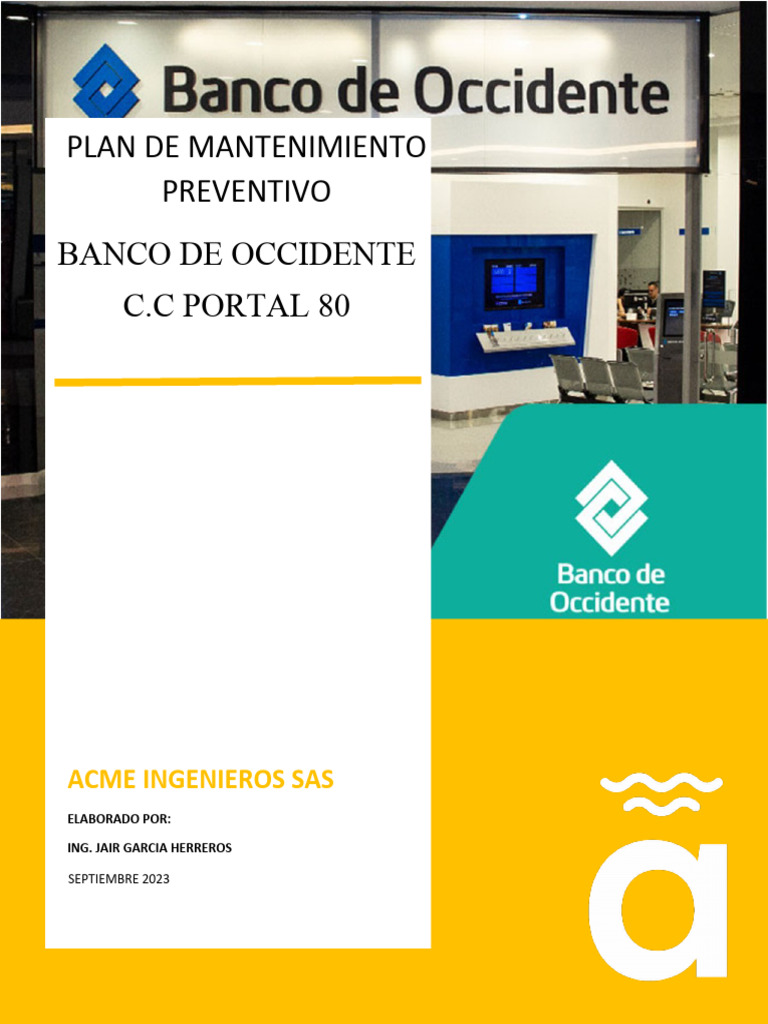 Plan de Mantenimiento Banco de Occidente Portal 80. | PDF