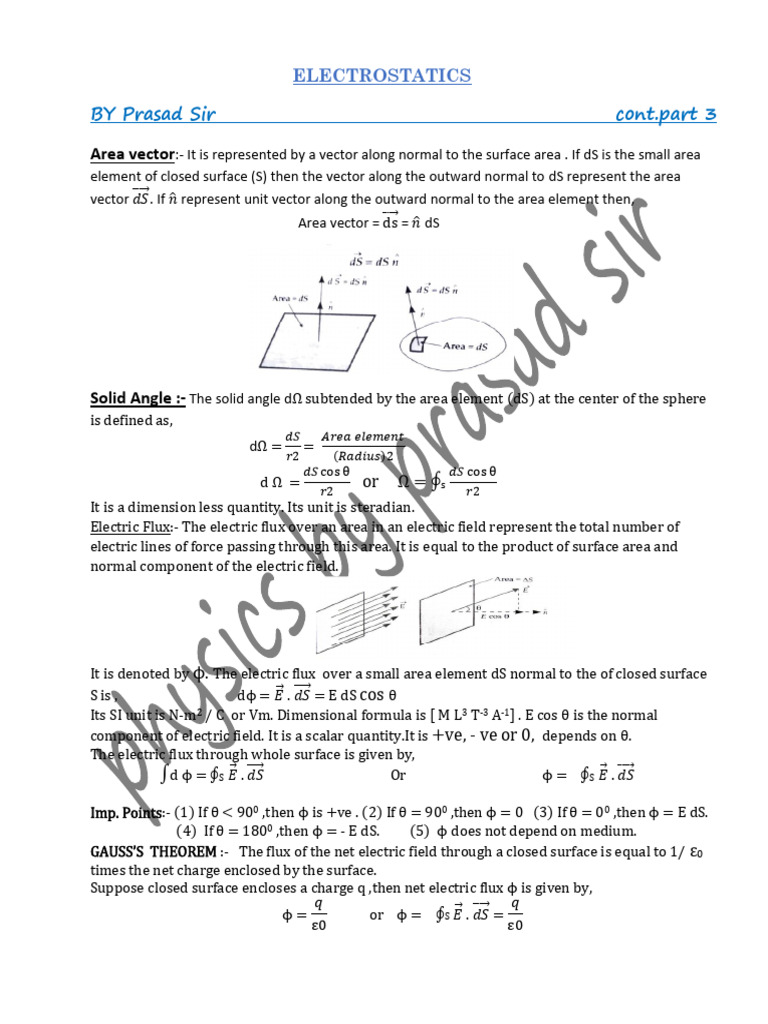 Electrostatics Part - 3 | PDF | Science & Mathematics