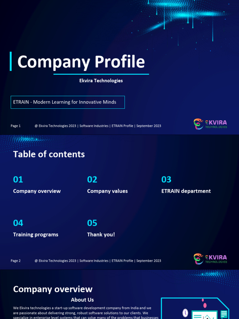 Ekvira Technologies Training Profile | PDF