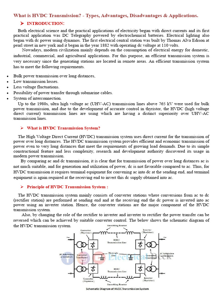 What Is HVDC Transmission | PDF | High Voltage Direct Current | Electric Power Transmission