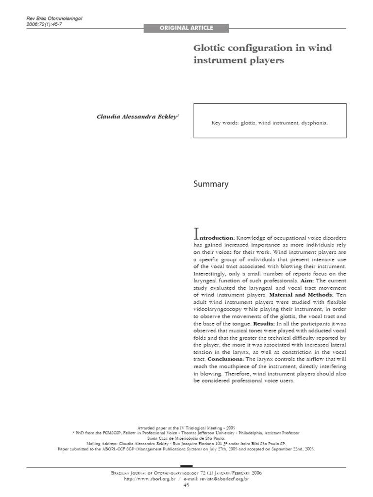 Glotic Configuration Wind Instruments | PDF