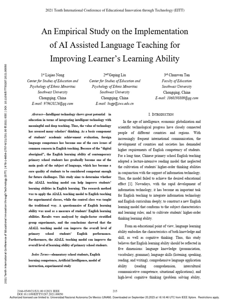 An Empirical Study On The Implementation of AI Assisted Language ...