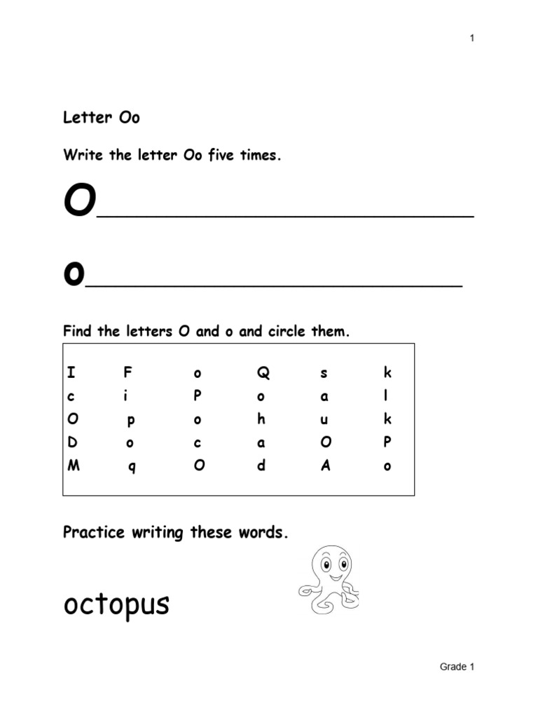 Grade 1 - Letter Oo | PDF