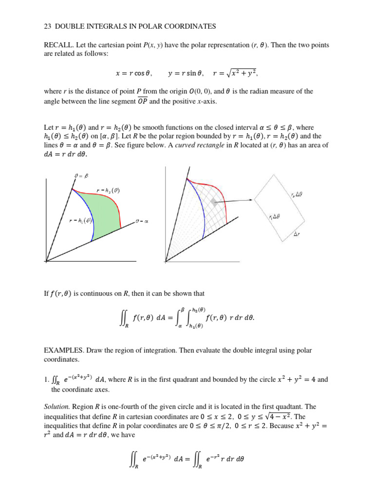 23 Double Integrals In Polar Coordinates Pdf