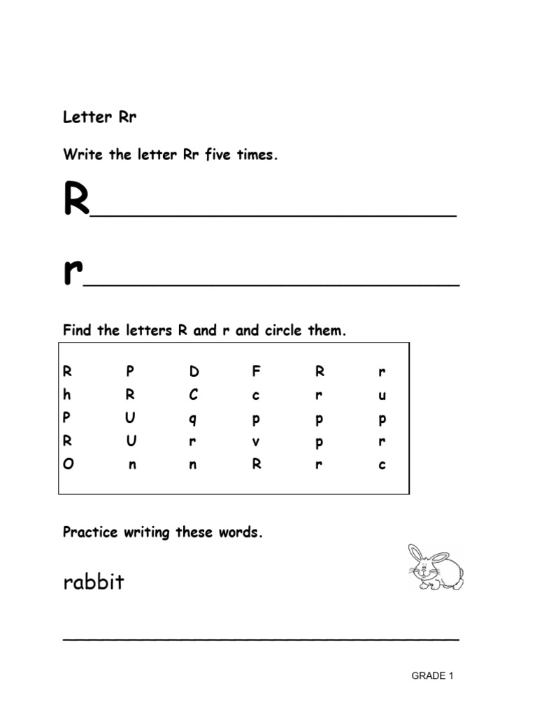 Grade 1 - Letter RR | PDF