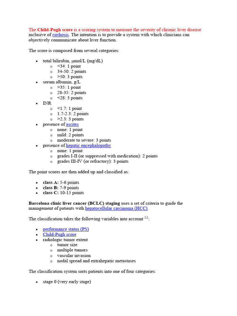 Cirrhosis: The Child-Pugh Score Is A Scoring System To Measure The ...