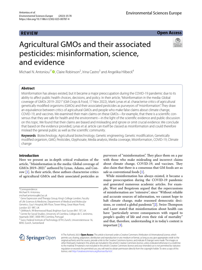 Agricultural Gmos and Their Associated | PDF