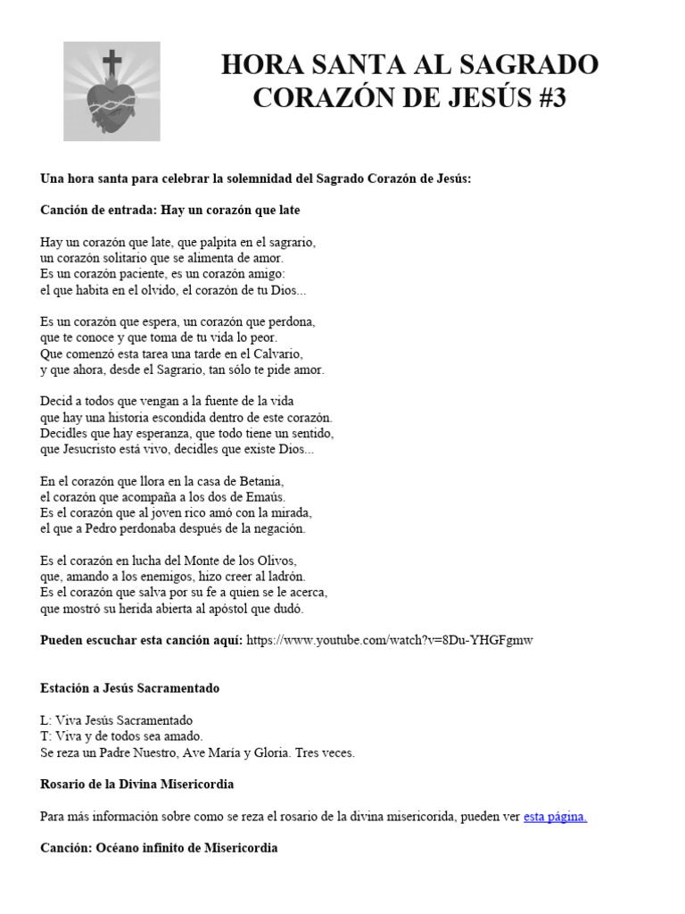 Hora Santa Sagrado Corazón de Jesús 3 | Descargar gratis PDF ...