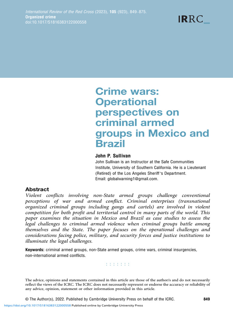 Crime Wars Operational Perspectives On Criminal Armed Groups in Mexico ...
