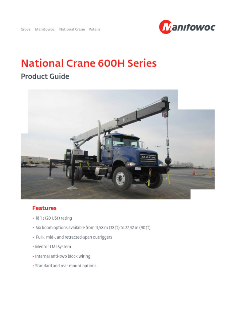 600H Product Guide Imperial | PDF | Crane (Machine) | Manufactured Goods