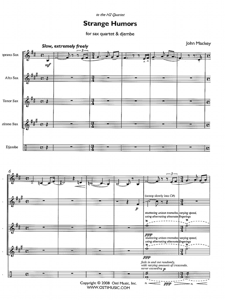 Saxophone Quartet - Strange Humors - Mackey | PDF