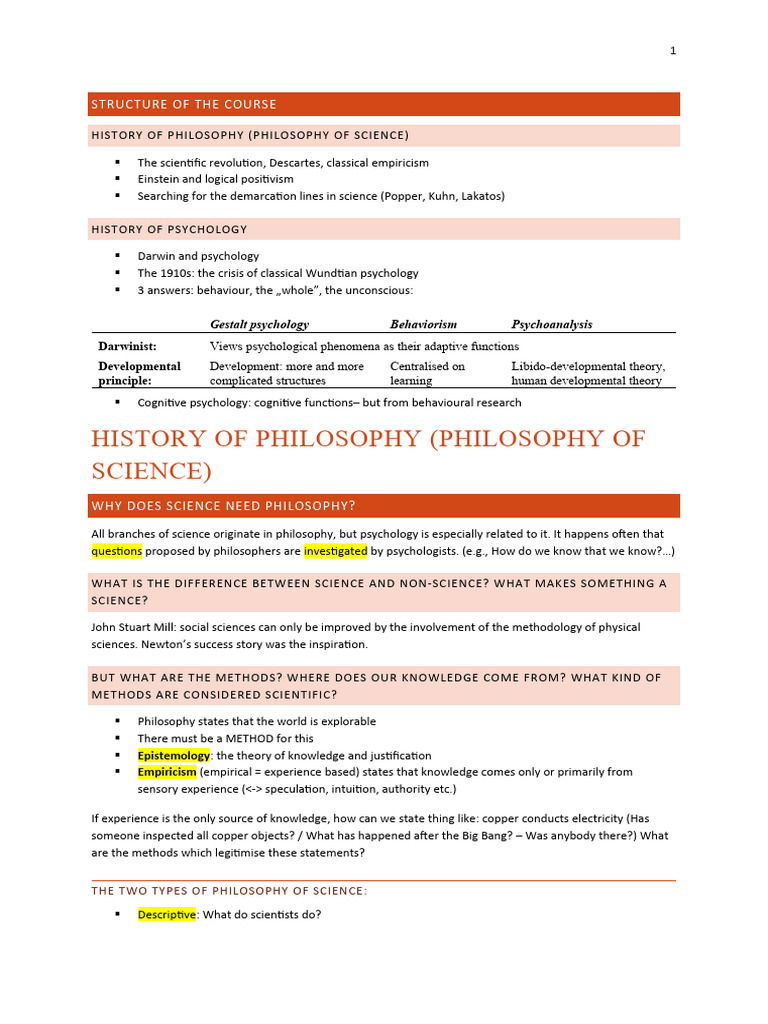 History of Psychology Lecture Notes | PDF